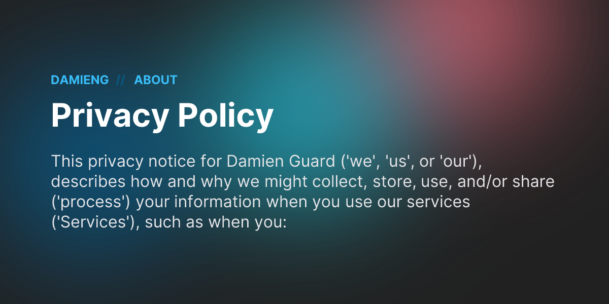 Privacy Policy - DamienG