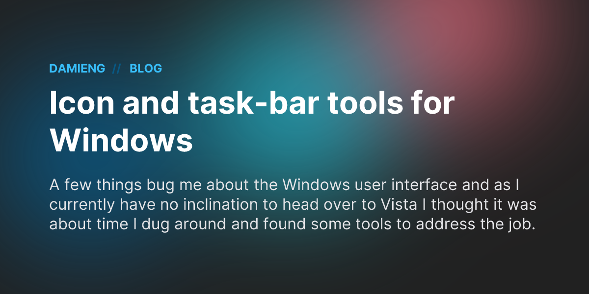 Icon and task-bar tools for Windows - DamienG