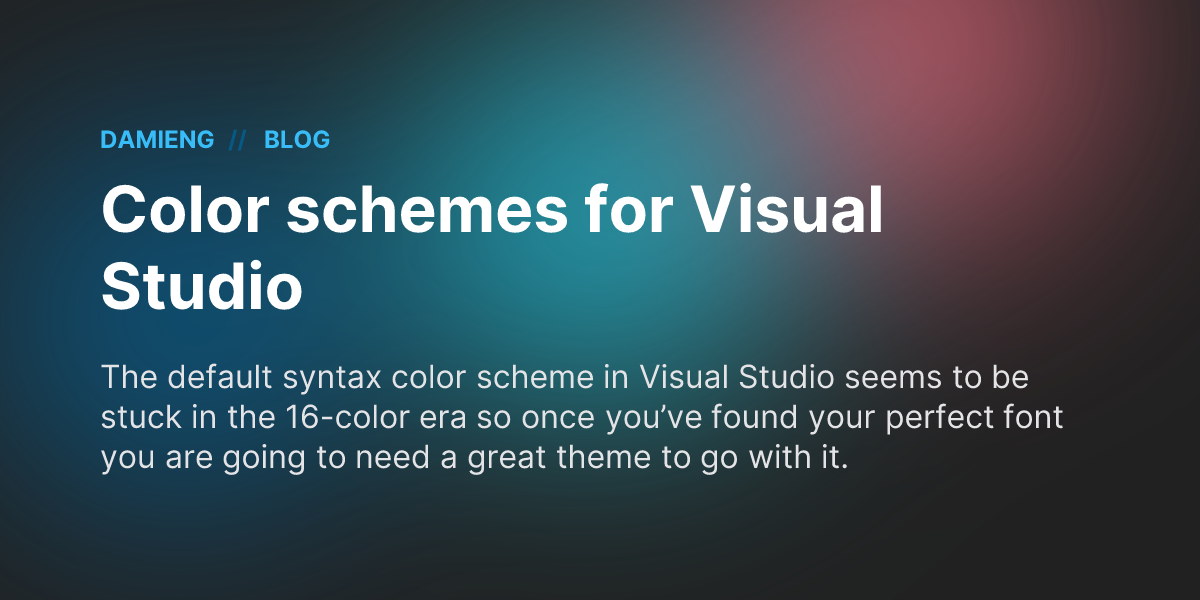 Color schemes for Visual Studio - DamienG