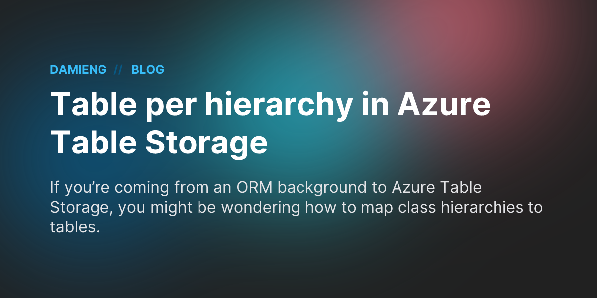 Table per hierarchy in Azure Table Storage - DamienG